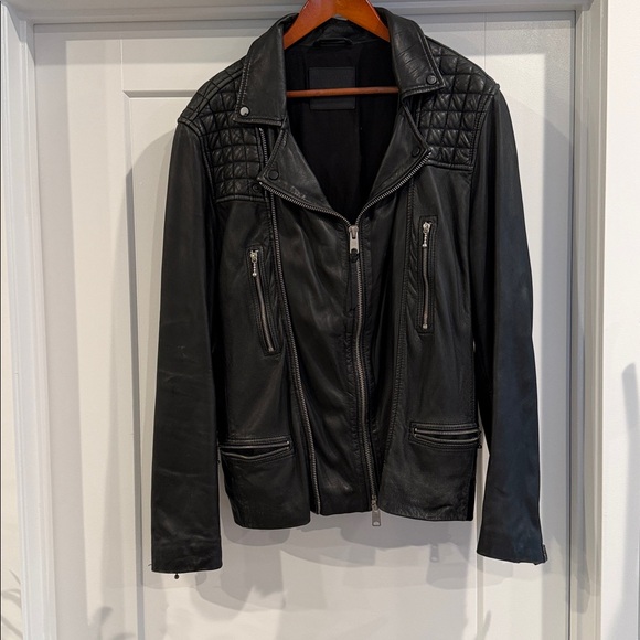 All Saints | Jackets & Coats | All Saints Rowley Leather Biker Jacket ...
